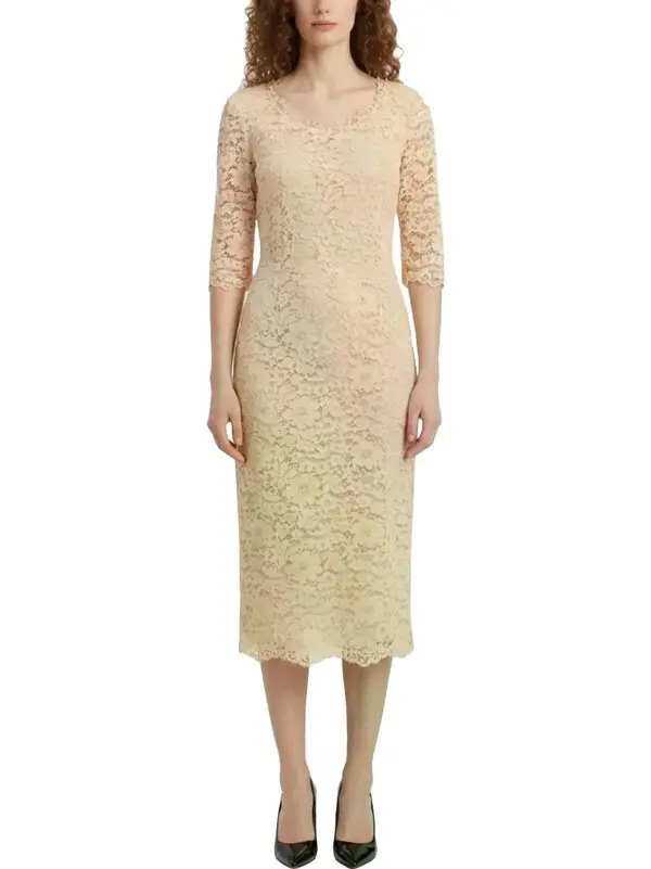 SUTTON NEW YORK Lace-overlay Midi Dress - Neutrals