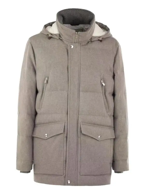 Brunello Cucinelli Membrane Wool Flannel Parka - Neutrals