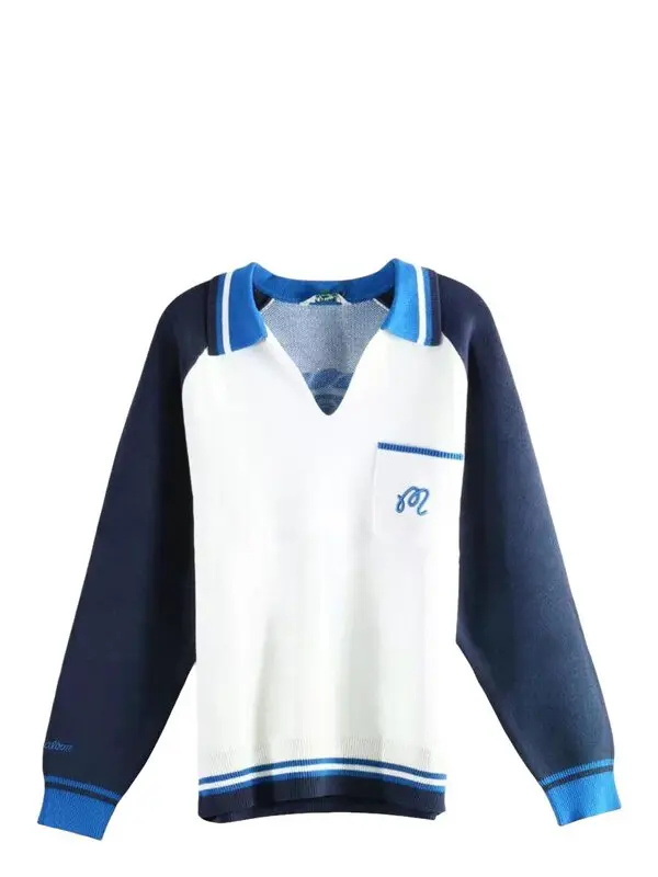 MALBON Insignia Logo-embroidered Intarsia-knit Sweater - Blue