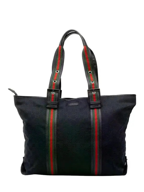 Gucci 2000-2015 Gg Canvas Web Shopper Tote Bag - Black