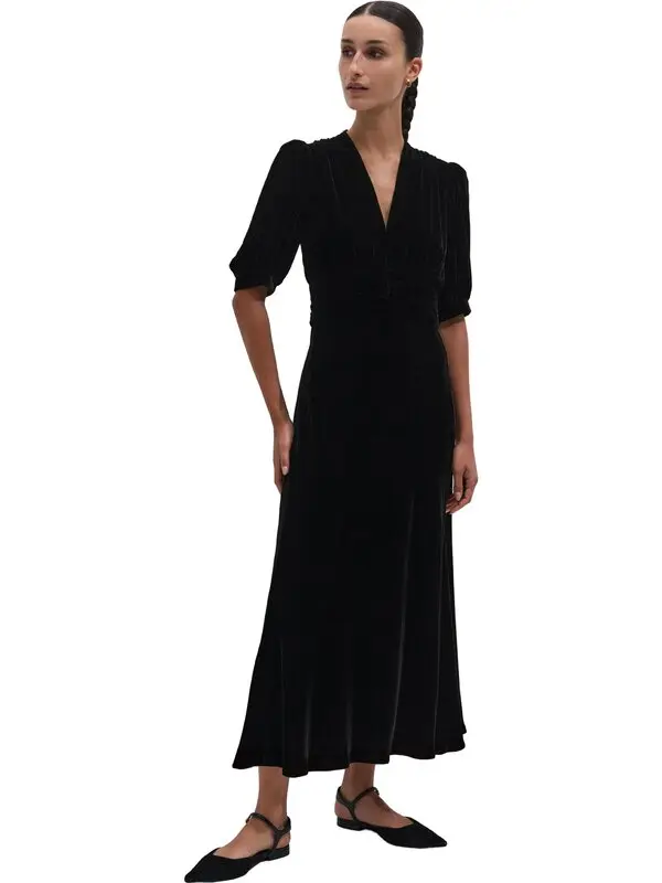 ME+EM Silk Blend Velvet Maxi Dress - Black