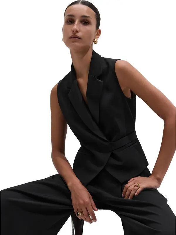 ME+EM Tux Wrap Vest - Black