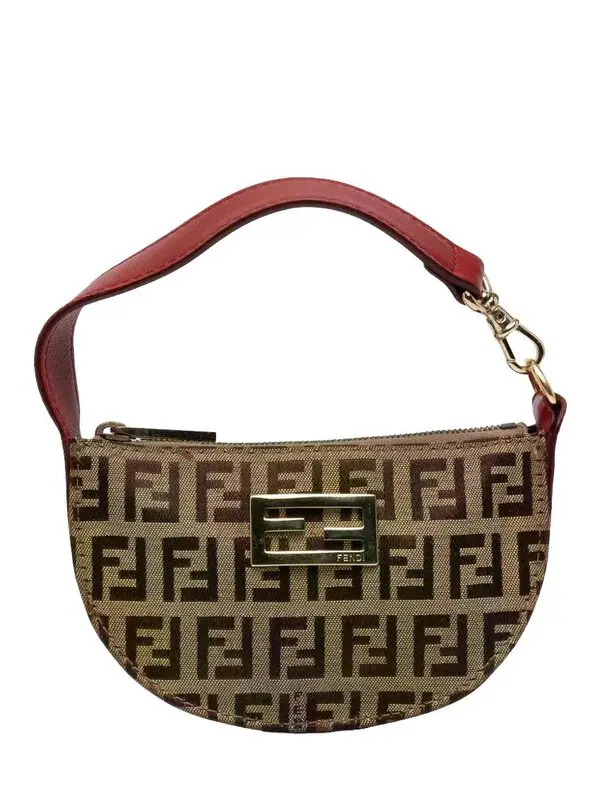 Fendi 20th Century Mini Zucchino Canvas Half Moon Handbag - Neutrals