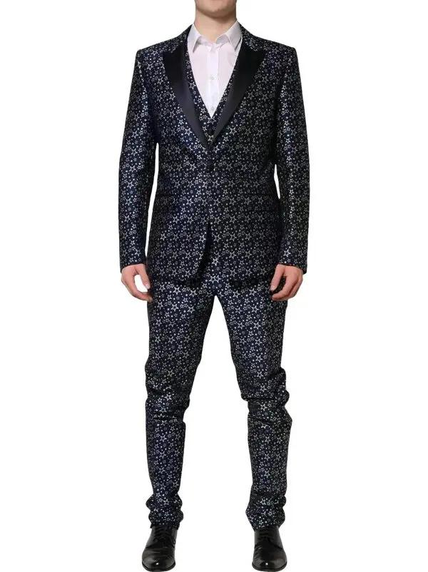 Dolce & Gabbana Martini Star-jacquard Three-piece Suit - Blue