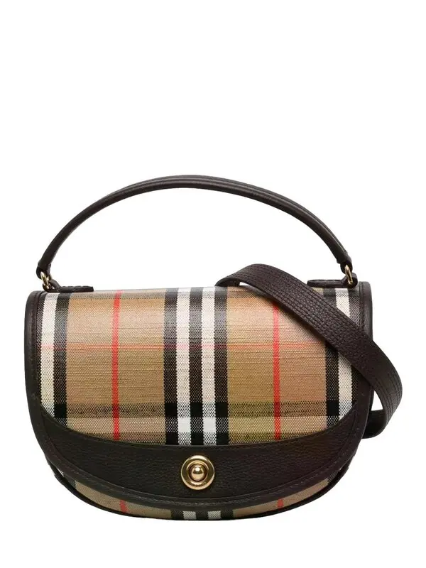 Burberry 2023-2026 Leather Trimmed House Check Coated Canvas Highlands Satchel - Neutrals