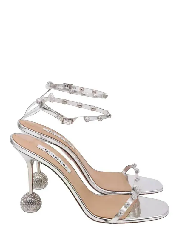 AQUAZZURA Secrets 95 Embellished Sandals - Silver