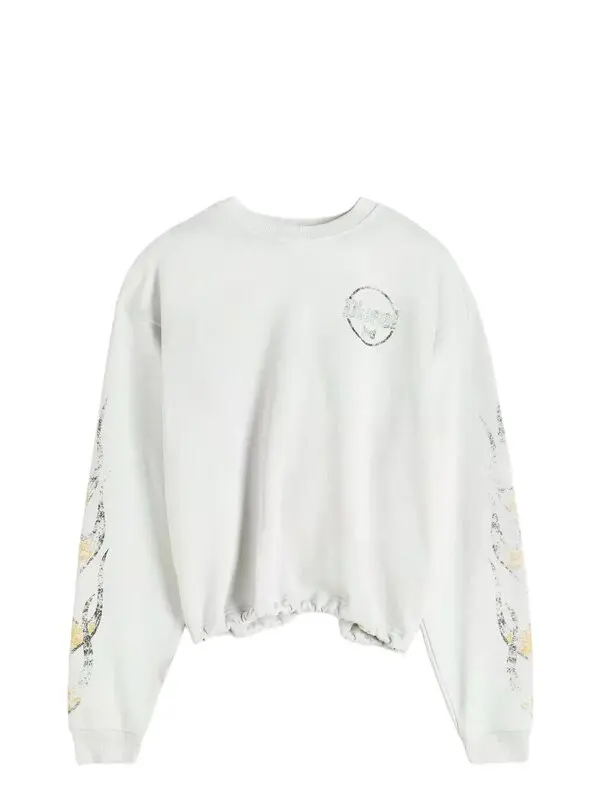DIESEL® Drawstring-hem Sweatshirt With Crack Print - Neutrals