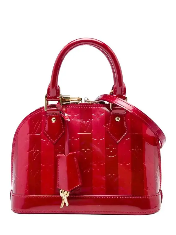 LOUIS VUITTON 2011 Monogram Vernis Rayures Alma Bb Satchel - Red