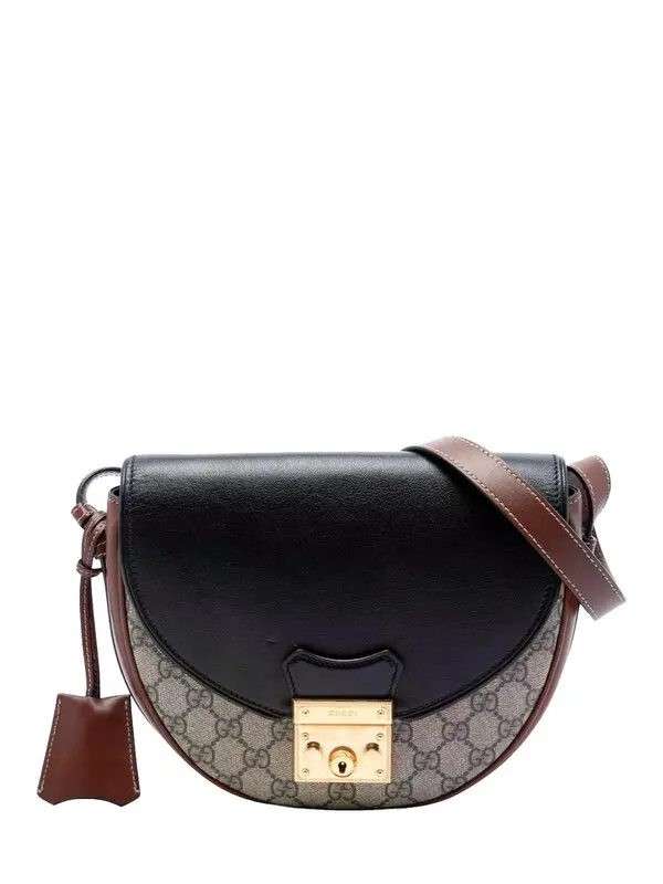 Gucci 2016-2026 Gg Supreme Saddle Padlock Crossbody Bag - Neutrals