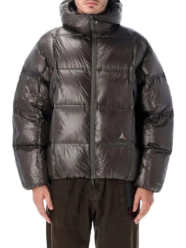 ROA Waterproof Quilted Nylon Down Jacket With Hood And Logo - Graphite