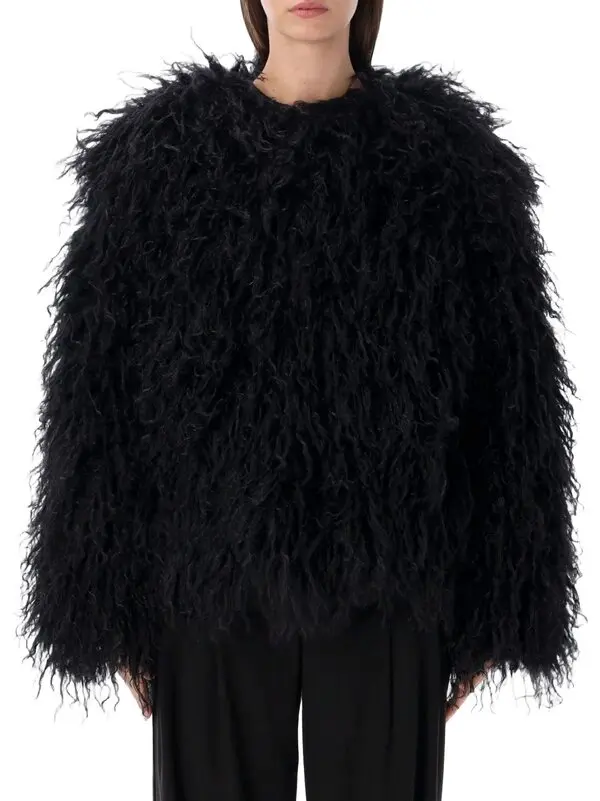 Goldbergh Reversible Short Faux Fur Coat With Graphic Print - Black