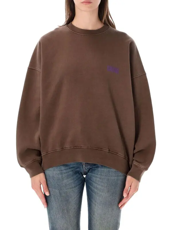 American Vintage Oversized Cotton Crewneck Sweatshirt - Brown