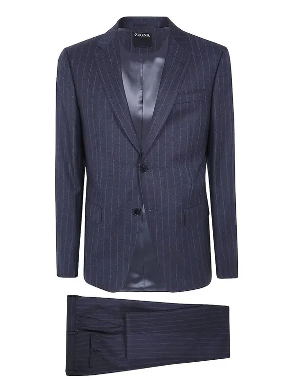 Zegna Pinstripe-pattern Pure Wool Single-breasted Suit - Grey