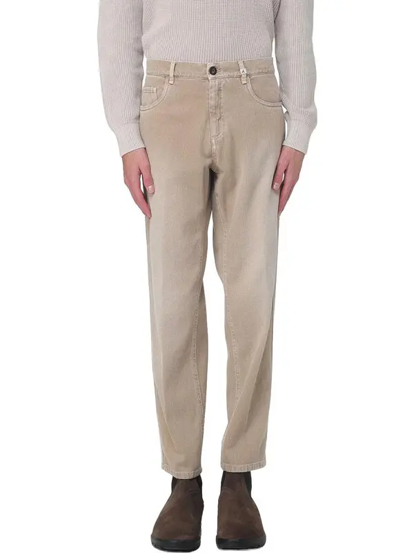 MYTHS Slim Fit Five-pocket Cotton Trousers - Beige