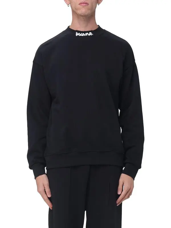 DISCLAIMER Oversized Crewneck Cotton Jumper With Contrast Logo - Black
