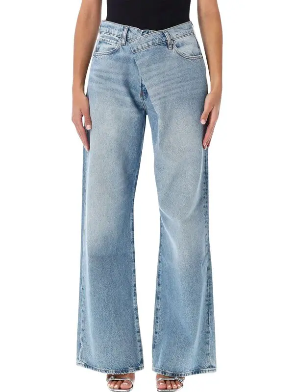 FRAME The Loose High-waisted Baggy Wide-leg Cotton Jeans - Denim