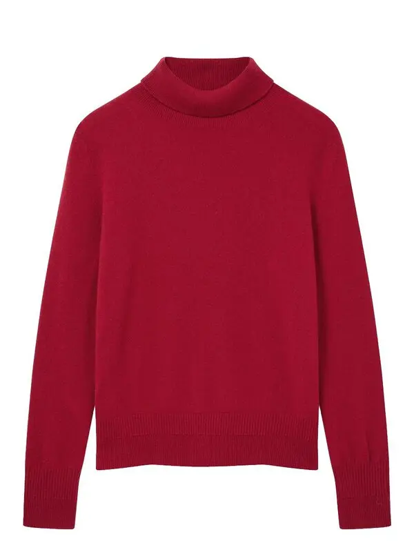 LOOP CASHMERE Cashmere Polo Neck Sweater In Garnet - Red