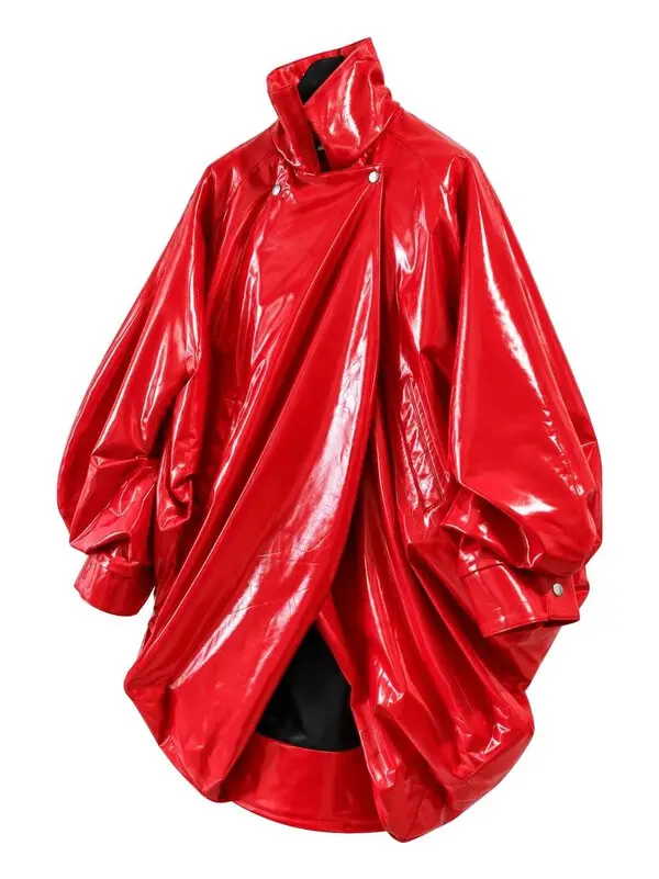 JULIA ALLERT Oversized Lacquer Cocoon Jacket - Red
