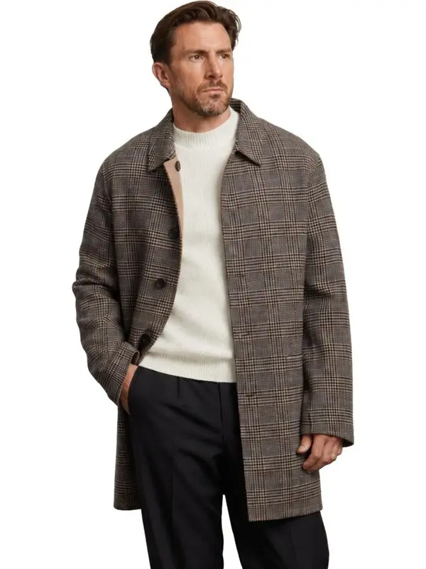 GUARDS LONDON Joseph Wool Reversible Bind-seam Coat Check/camel - Brown