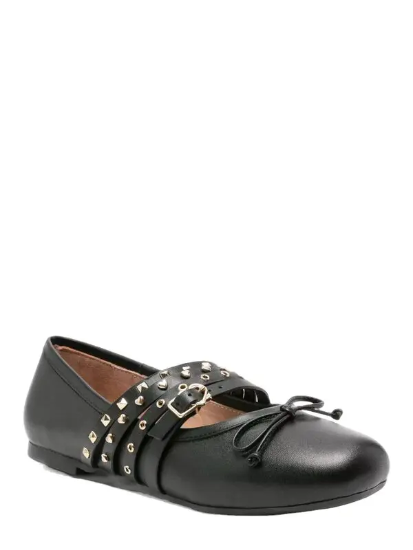 Moschino Stud-embellished Buckle-strap Ballet Flats - Black