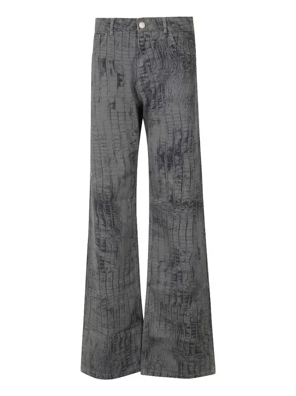 Federica Tosi Coconut Crocodile-effect Flared-leg Jeans - Grey
