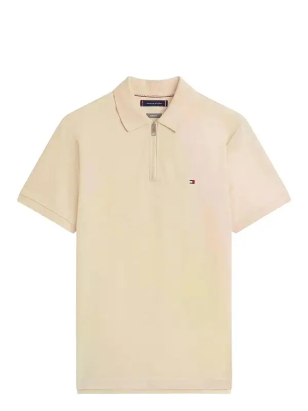 Tommy Hilfiger Zip-fastening Interlock Polo Shirt - Neutrals