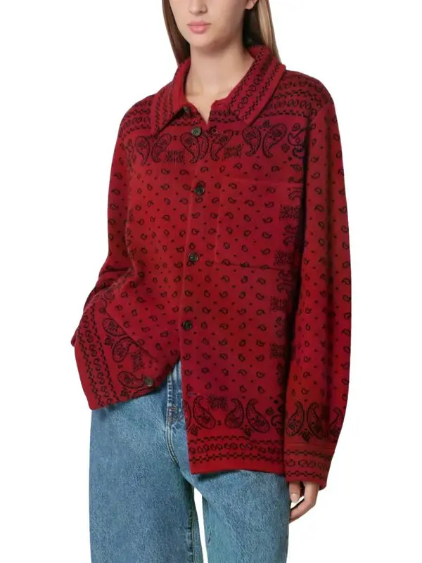 Guest In Residence Bandana-print Cashmere Cardigan - Red