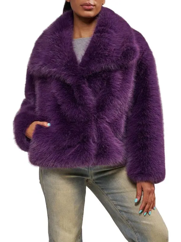 AZALEA WANG Regina Faux Fur Jacket - Purple