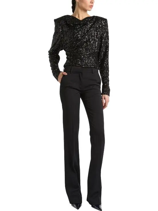 Balmain Sequinned Top With Bow - Black
