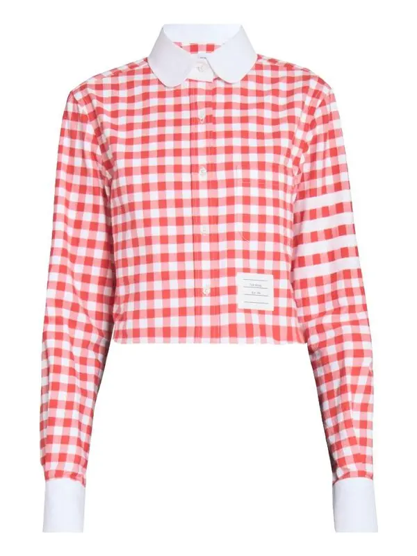 Thom Browne Gingham Checked Cotton Crop Shirt - Red