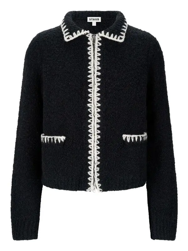 Staud Jeremy Tweed Sweater - Black
