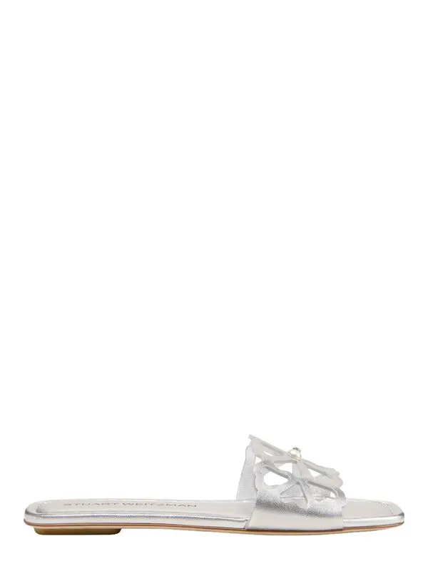 STUART WEITZMAN Jasmine Leather Sandals - Silver