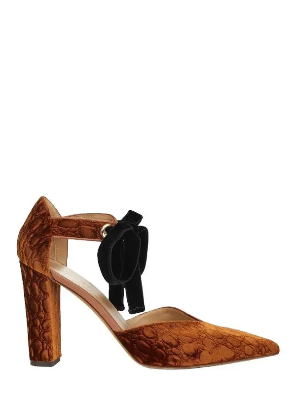 Ulla Johnson Corinna 85mm Bow Textured Pumps - Rust Copper