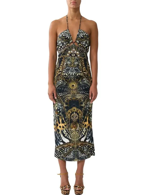 Camilla Feline Fol Cut Out Jersey Halter Dress - Multi
