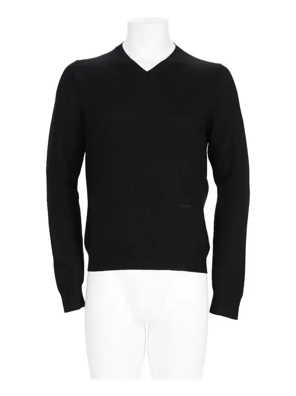 Fendi Mini Logo Knit Sweater For - Black