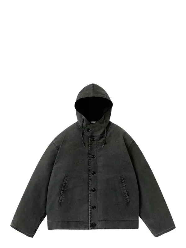 A.PRESSE Hooded Button-up Jacket - Blue