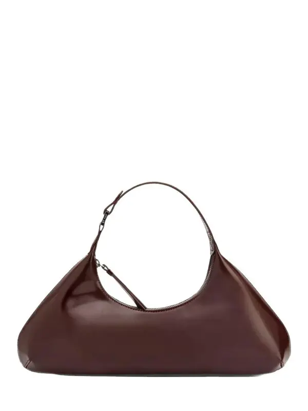 By Far Amberette Semi-patent Shoulder Bag - Brown