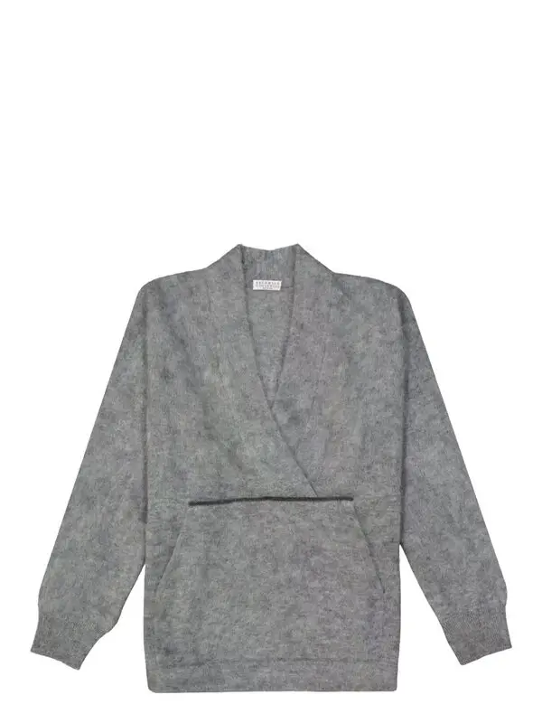 Brunello Cucinelli Surplice-neck Wool Sweater - Grey