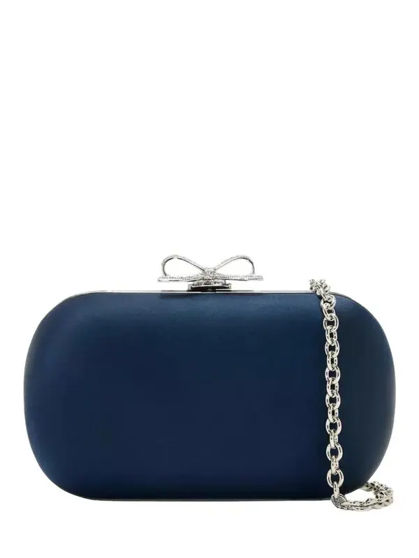 SELF-PORTRAIT Bow-detail Satin Clutch Bags - Blue