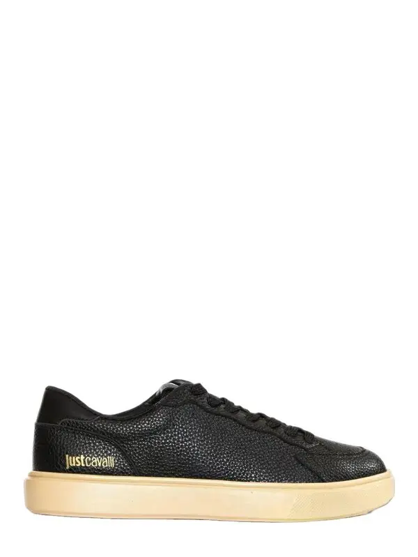 Just Cavalli Logo-print Pebbled Sneakers - Black
