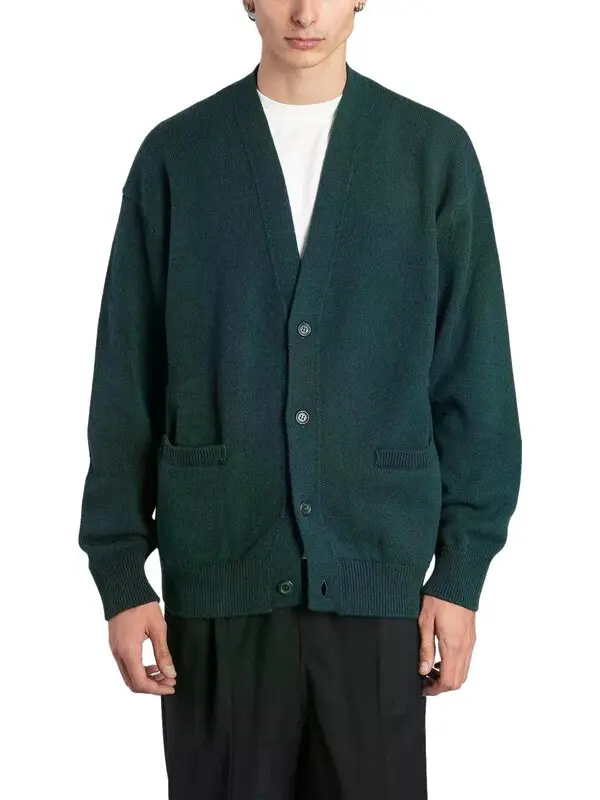 LANEUS V-neck Button-up Cardigan - Green