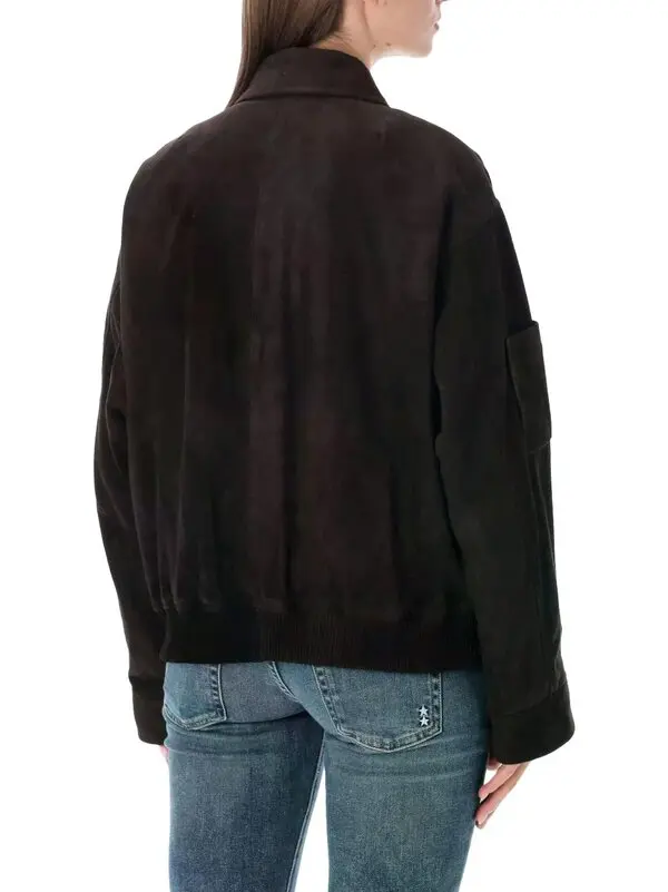 SWORD 6644 Suede Bomber Jacket - Brown