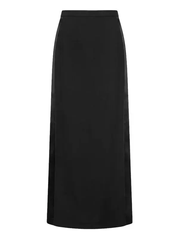 Andamane Nada Satin-trim Front-slit Maxi Skirt - Black