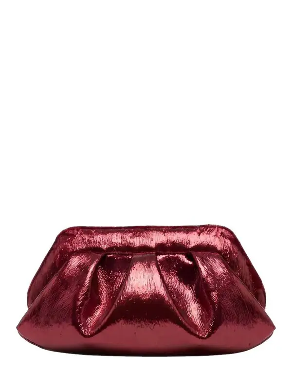 THEMOIRE Bios Metallic Ruched Clutch Bag - Red