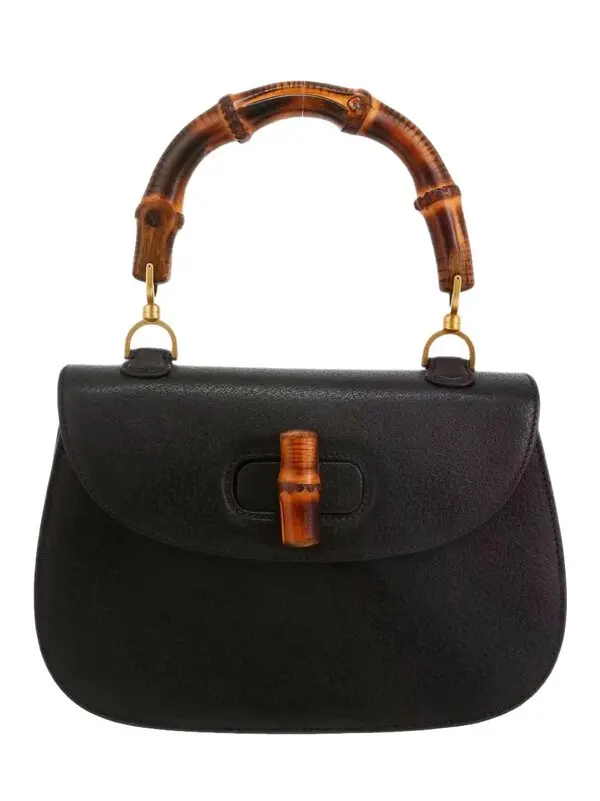 Gucci 1990's Bamboo Top-handle Tote Bag - Black