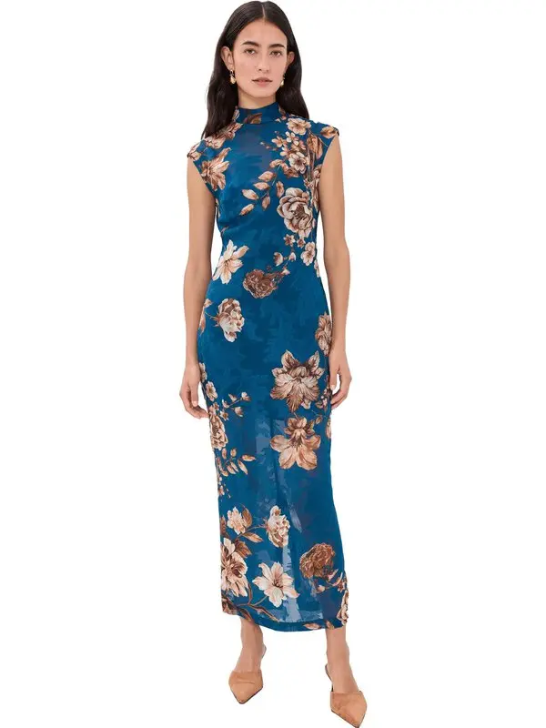 Hemant & Nandita Midi Dress With Slip - Teal