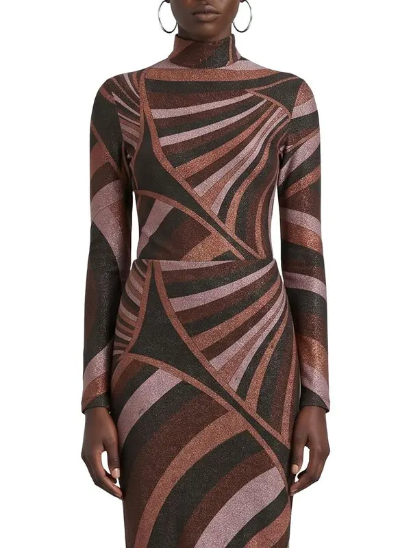 Emilio Pucci Iride Abstract-print Lurex Jersey Long-sleeved Top - Red