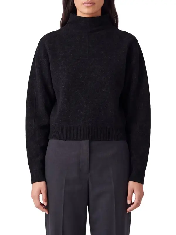 Max Mara Wool And Cashmere Roll Neck Jumper With Ribbed Trims - Gray