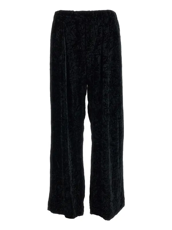 META CAMPANIA COLLECTIVE Pantaloni In Velluto Con Coulisse Trace - Nero