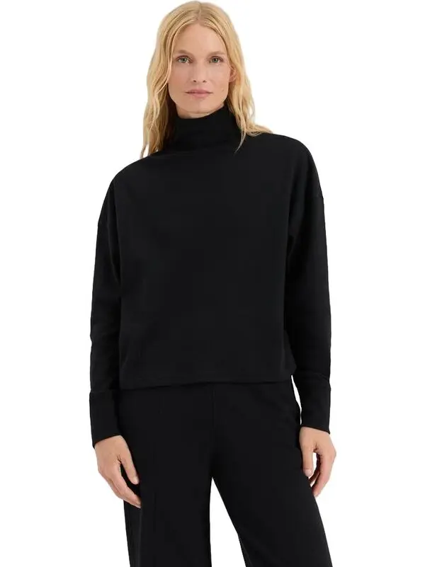 PACT Organic Cotton Roam Funnel Neck Top - Black